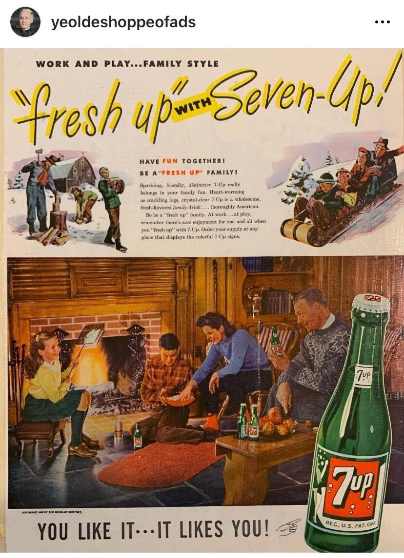 Vintage 7-up Ad From the 1940s, Mounted on Wood. - Etsy