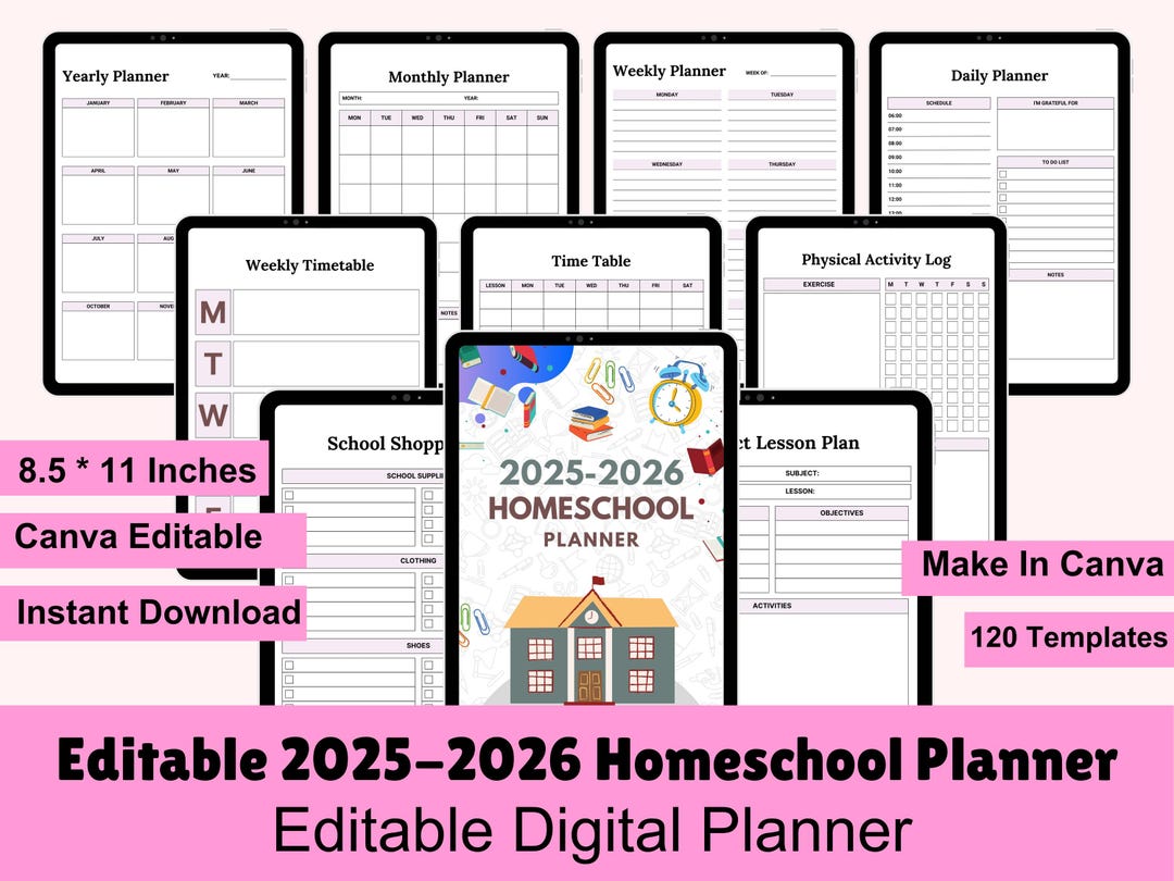 Homeschool Planner 2025 2026 Undated, Homeschool Digital Planner 2025 ...