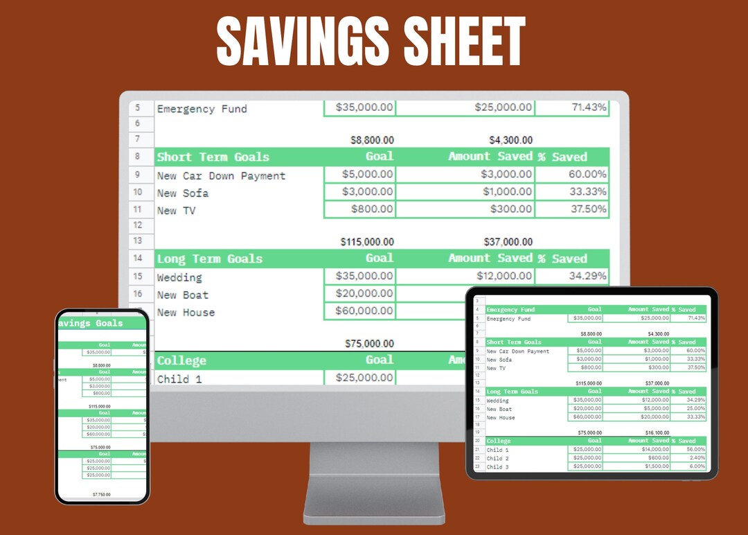 Savings Sheet | Savings Tracker | Savings Planner | Personal Finance ...