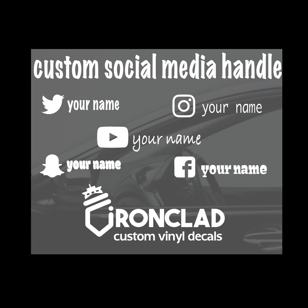 Custom Social Media Handle Vinyl Decal. - Etsy