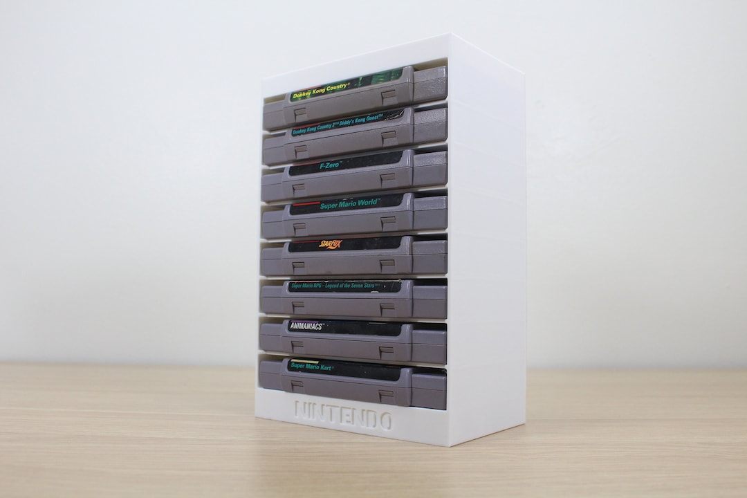 SNES Game Cartridge Vertical Storage Box - Organize 8 Super Nintendo ...