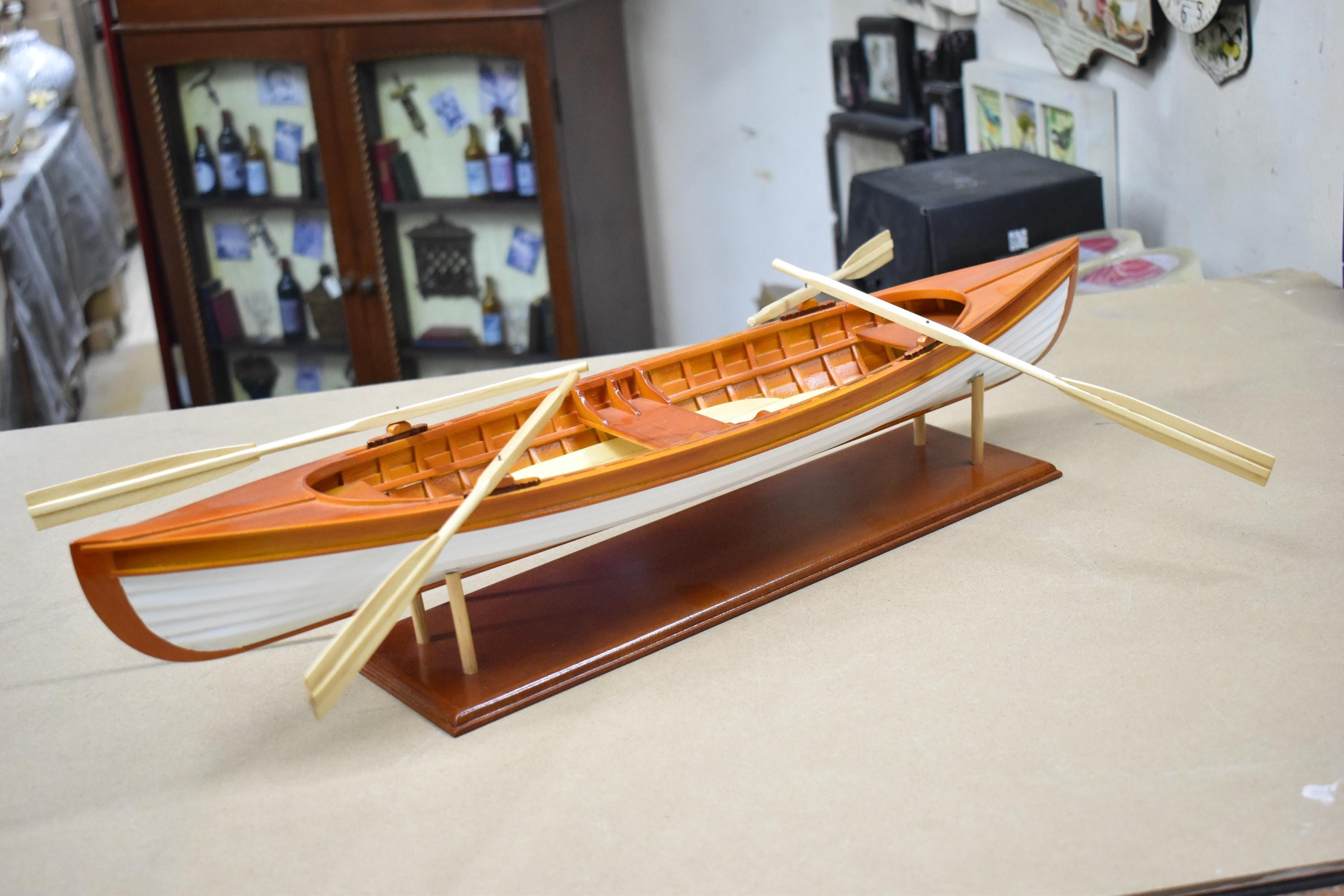 Handcrafted Wooden Canoe Model: St. Lawrence River Replica With Oars - Etsy