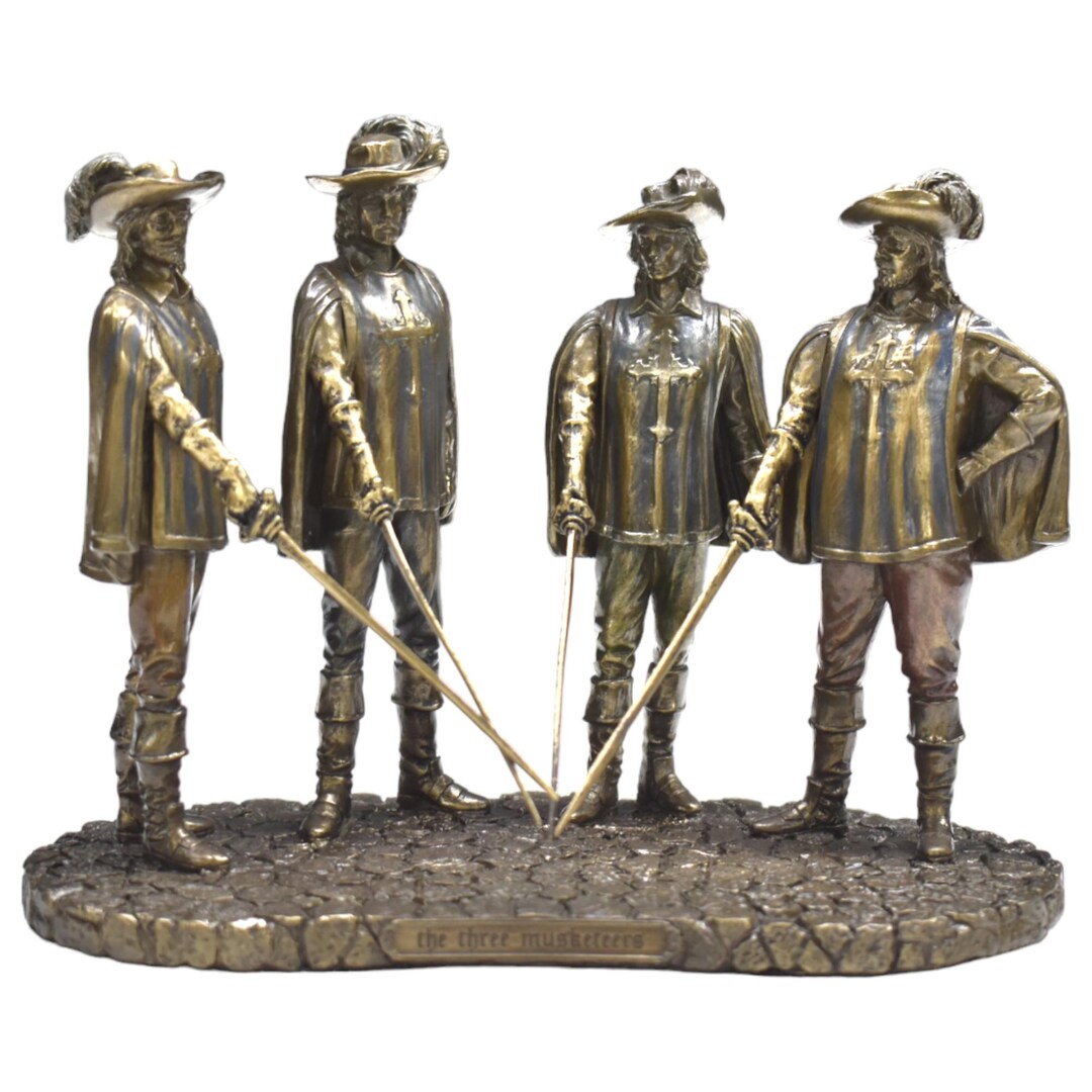 Three Musketeers Statue Bronze Style Figurine Classic Literature Desk ...