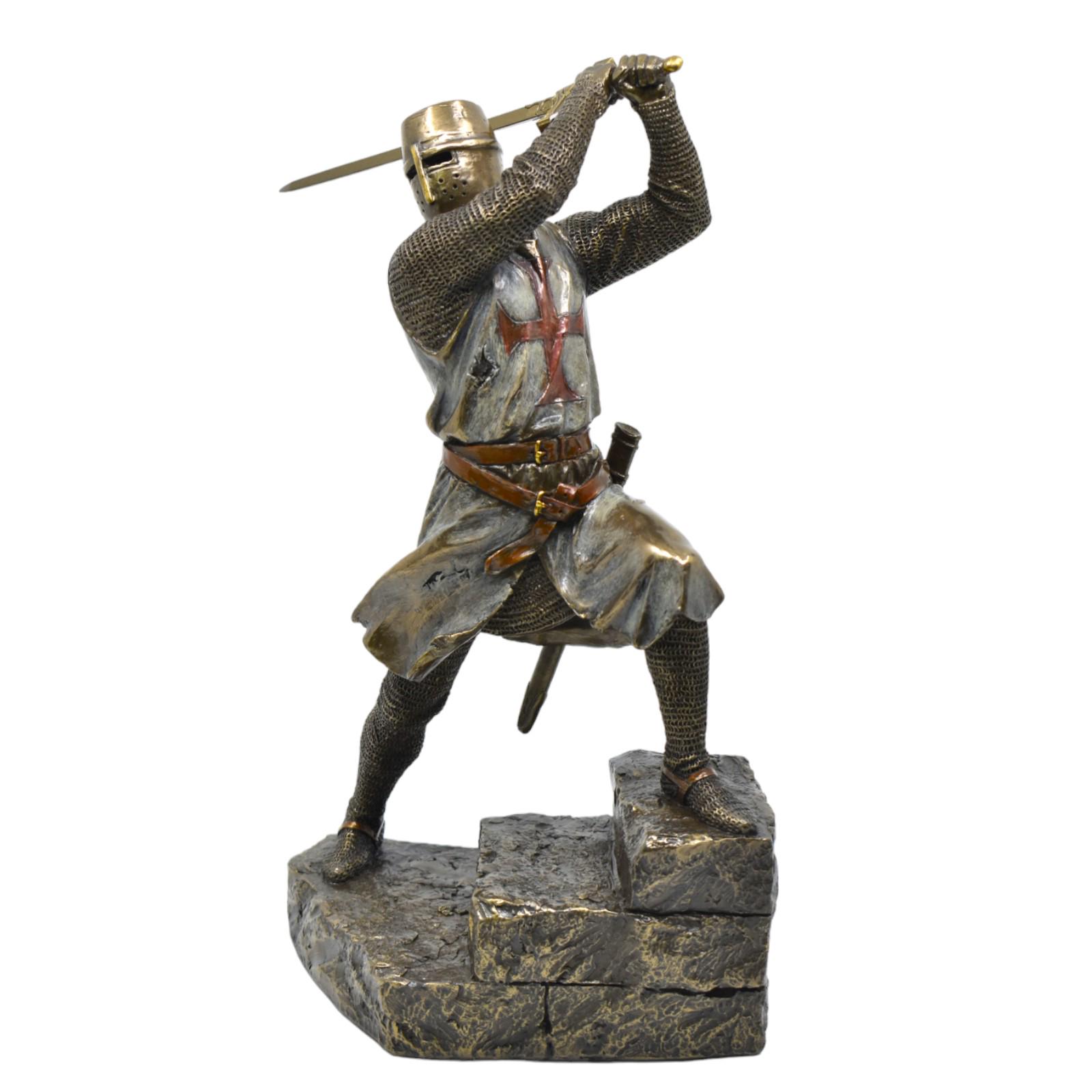 Hand-painted Templar Knight Figurine: Bronze-finish Medieval Decor (30. ...