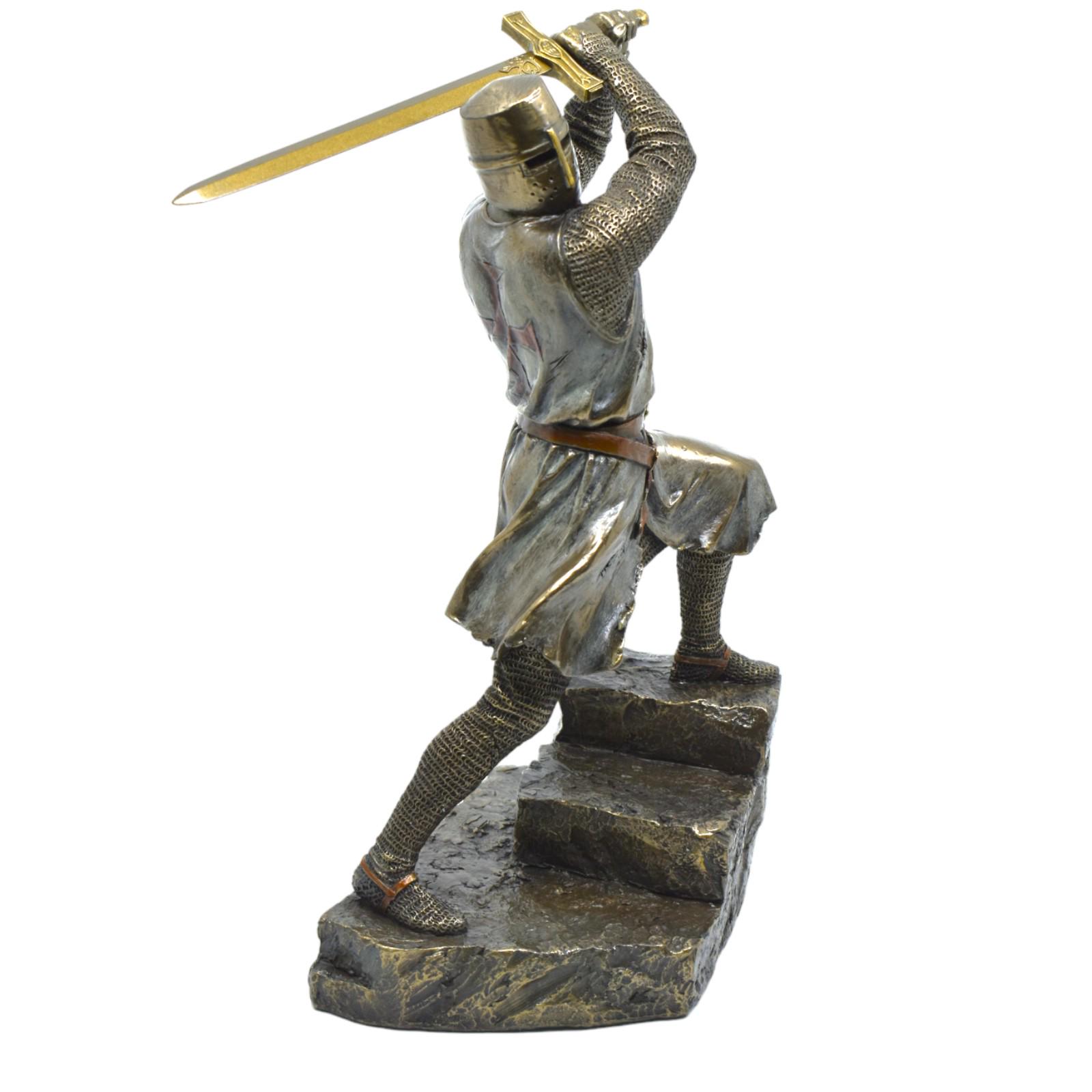 Hand-painted Templar Knight Figurine: Bronze-finish Medieval Decor (30. ...