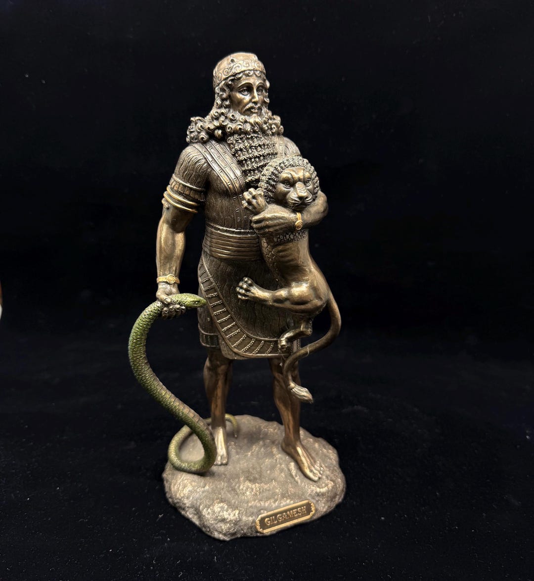 Hand-painted Gilgamesh Figurine: Mesopotamian King & Lion Statue - Etsy