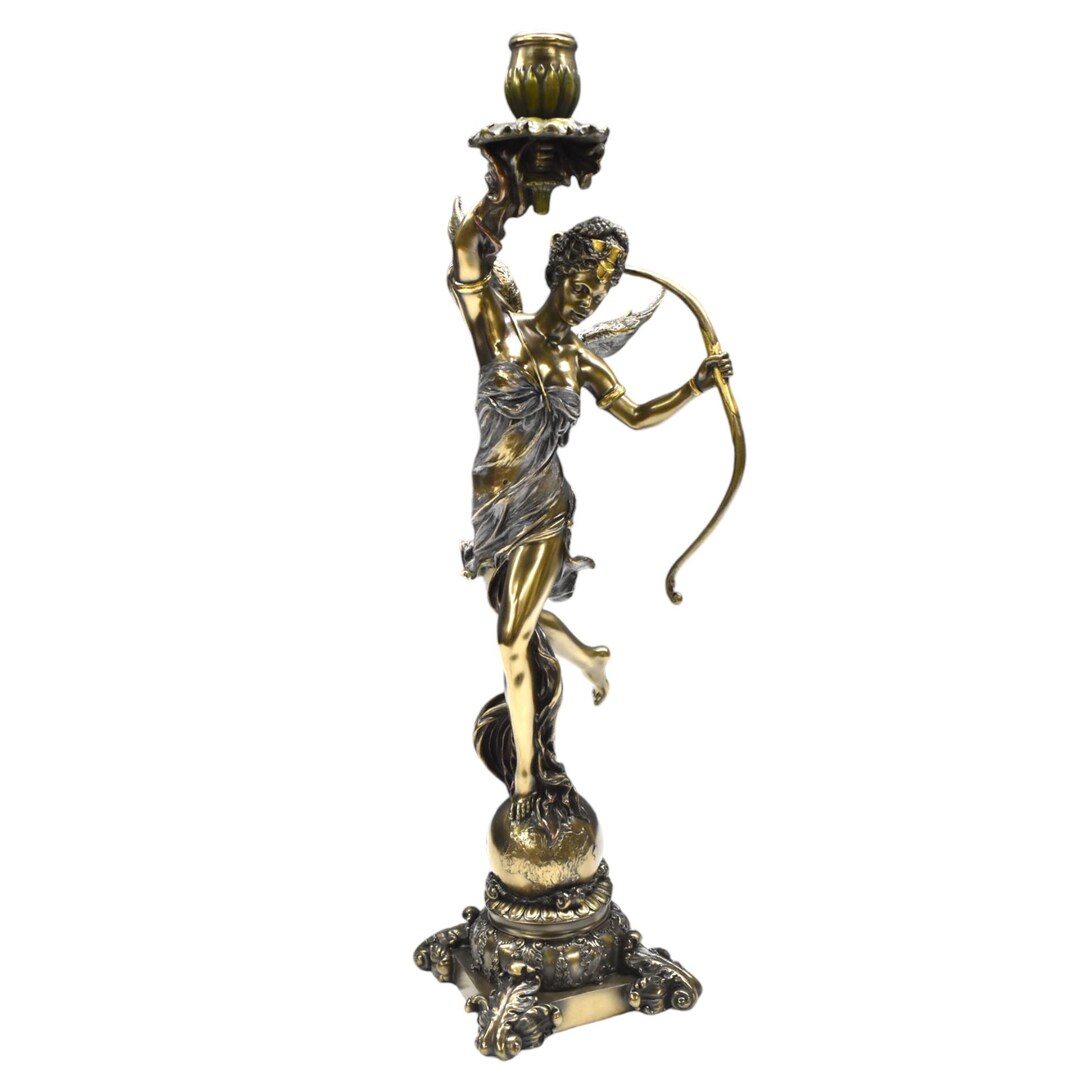 Goddess Diana Candle Holder | Bronze Finish Figurine Decor | Elegant ...