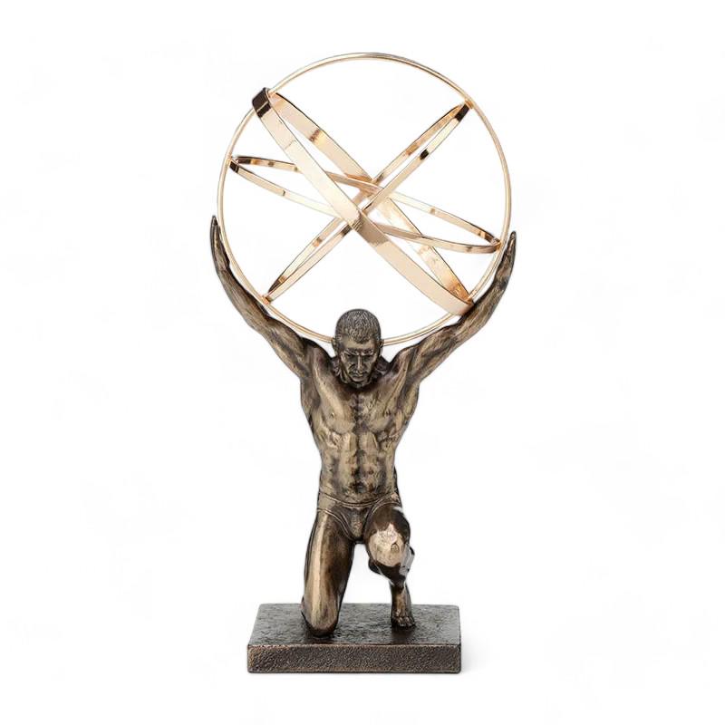 Atlas Carrying the Celestial Spheres Statue 8.25''H, Bronze Finished ...