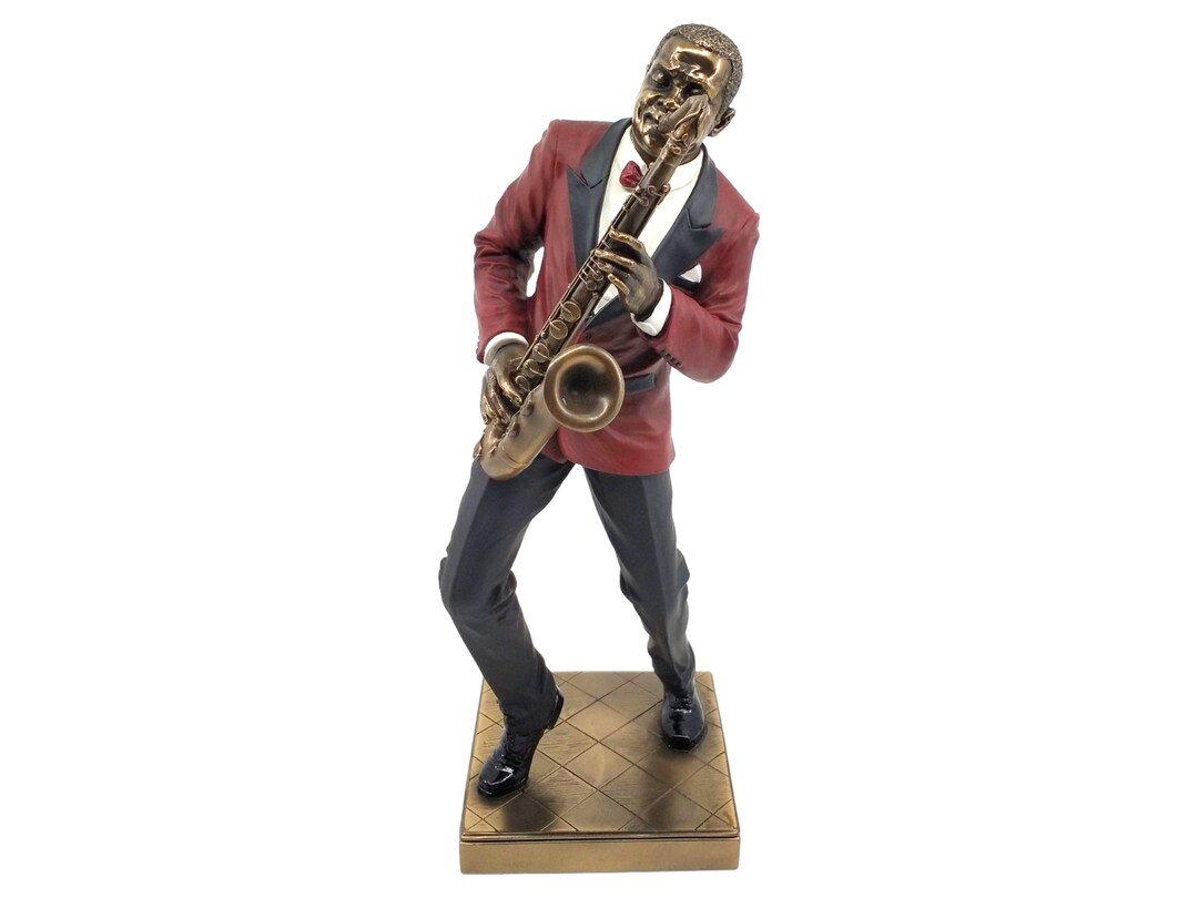 Jazz Band-saxophone Player Statue 11.5 in Cold Cast Resin Musical Decor ...