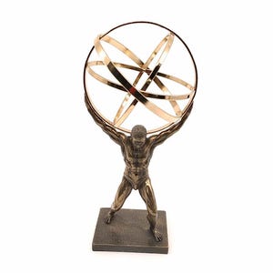 Atlas Carrying the Celestial Spheres Statue 8.25''H, Bronze Finished ...