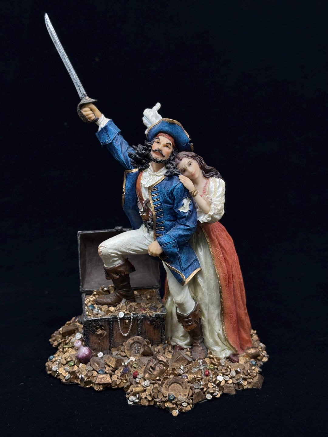 Pirate Couple & Treasure Chest Sculpture: Cold Cast Resin Figurine - Etsy