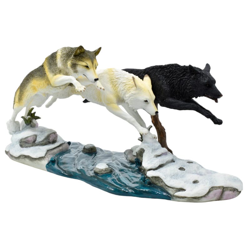 Three Wolves Running on Ice Decorative Wildlife Figurine Sculpture - Etsy