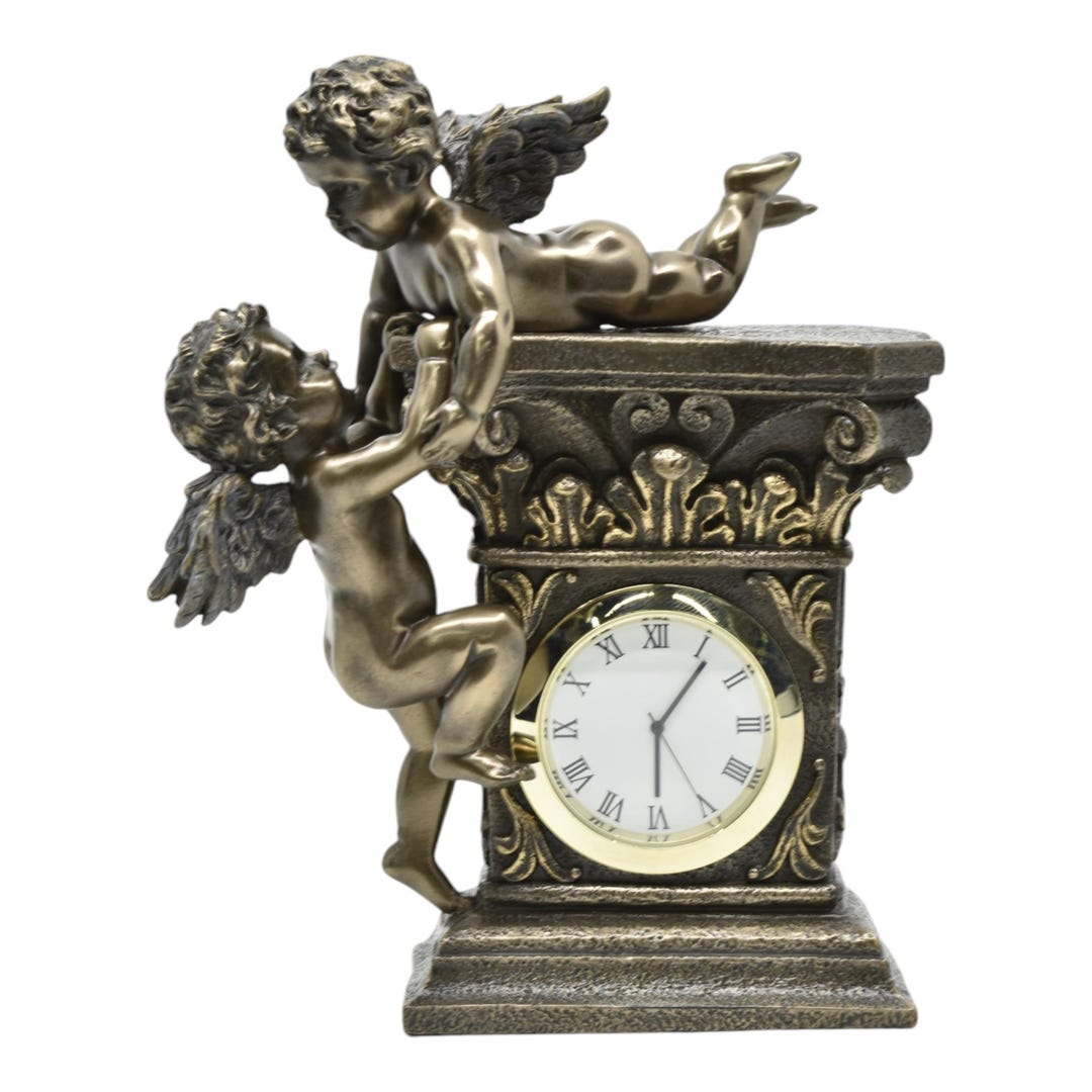 Angel Clock Figurine – Resin Cherub Table Clock – Vintage Style Decor ...