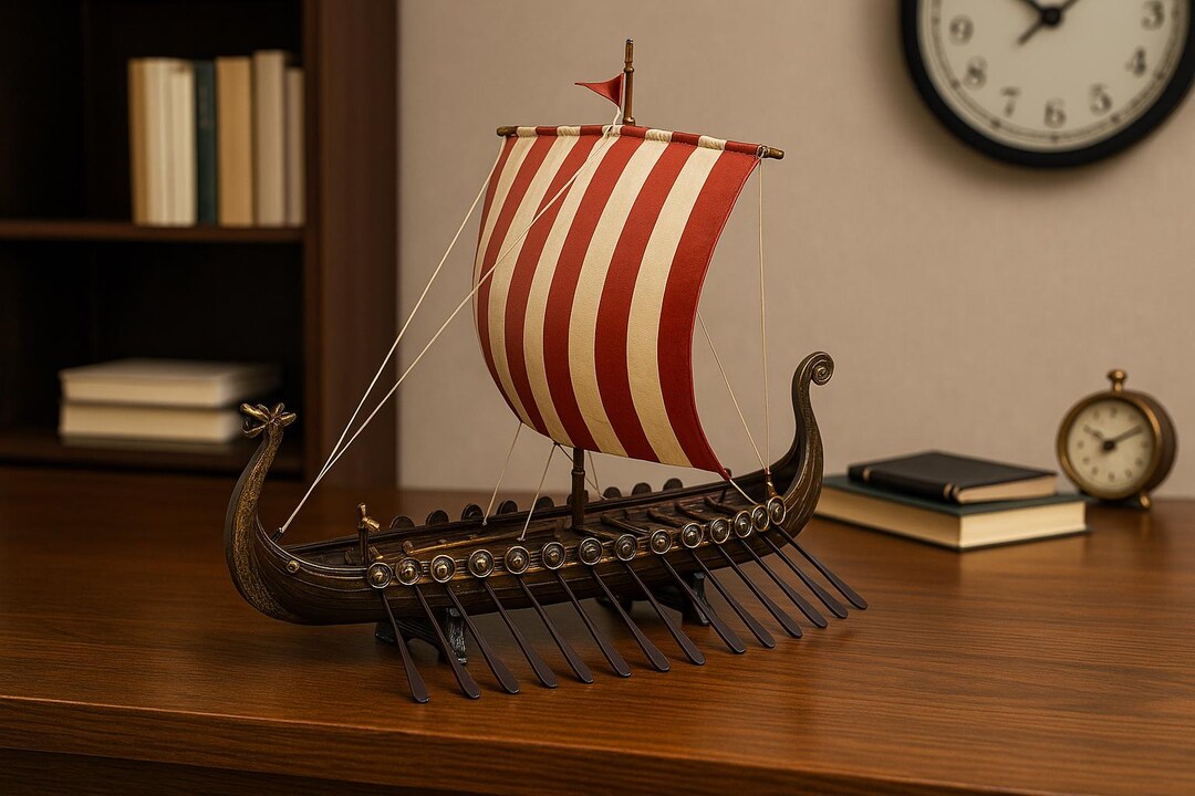 Viking Ship Model - Wooden Dragon Boat - Norse Decor - Collectible ...