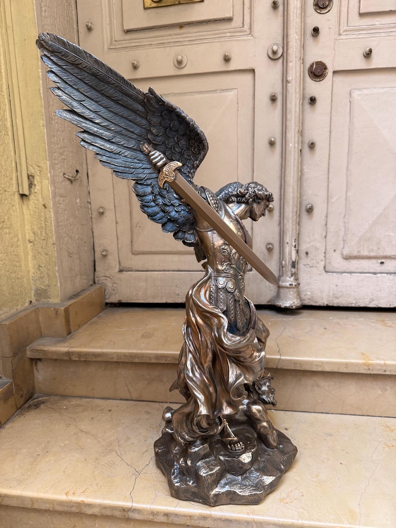 Large Archangel Michael Statue, Saint Michael Defeating Dragon ...