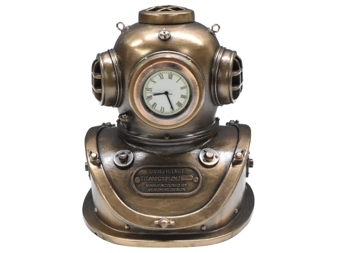 Bronze Diving Helmet Clock: Nautical Decor Statue (5.25'') - Etsy