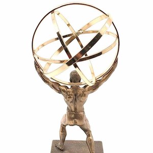 Atlas Carrying the Celestial Spheres Statue 8.25''H, Bronze Finished ...