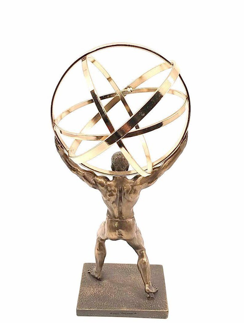 Atlas Carrying the Celestial Spheres Statue 8.25''H, Bronze Finished ...