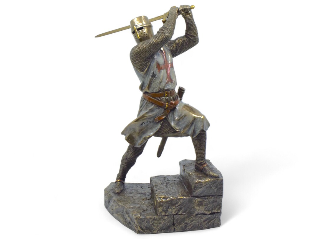 Hand-painted Templar Knight Figurine: Bronze-finish Medieval Decor (30. ...