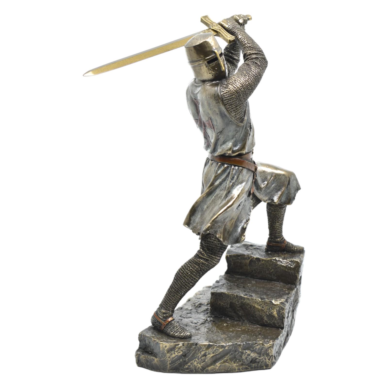 Hand-painted Templar Knight Figurine: Bronze-finish Medieval Decor (30. ...