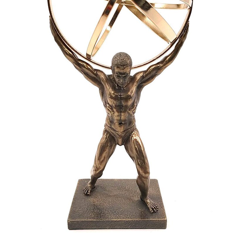 Atlas Carrying the Celestial Spheres Statue 8.25''H, Bronze Finished ...