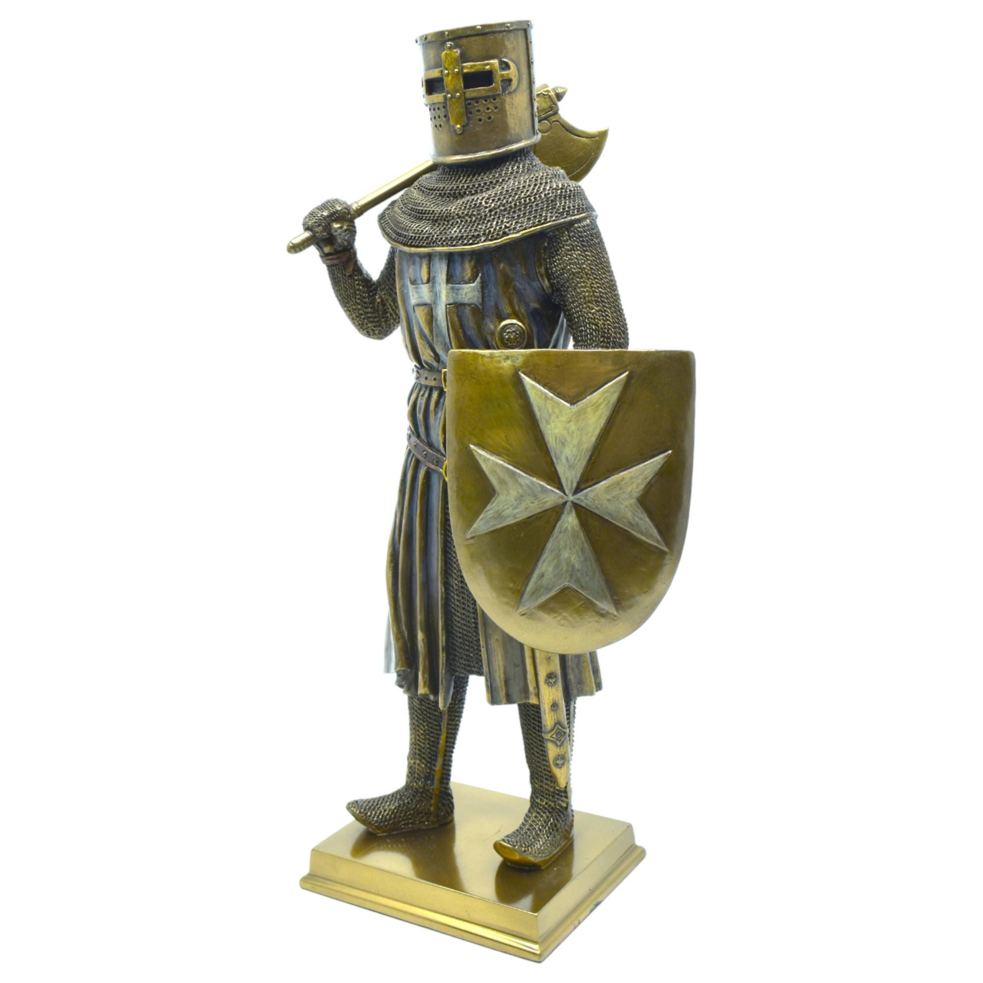 Templar Knight Statue With Axe Shield Medieval Crusader Home Decor ...