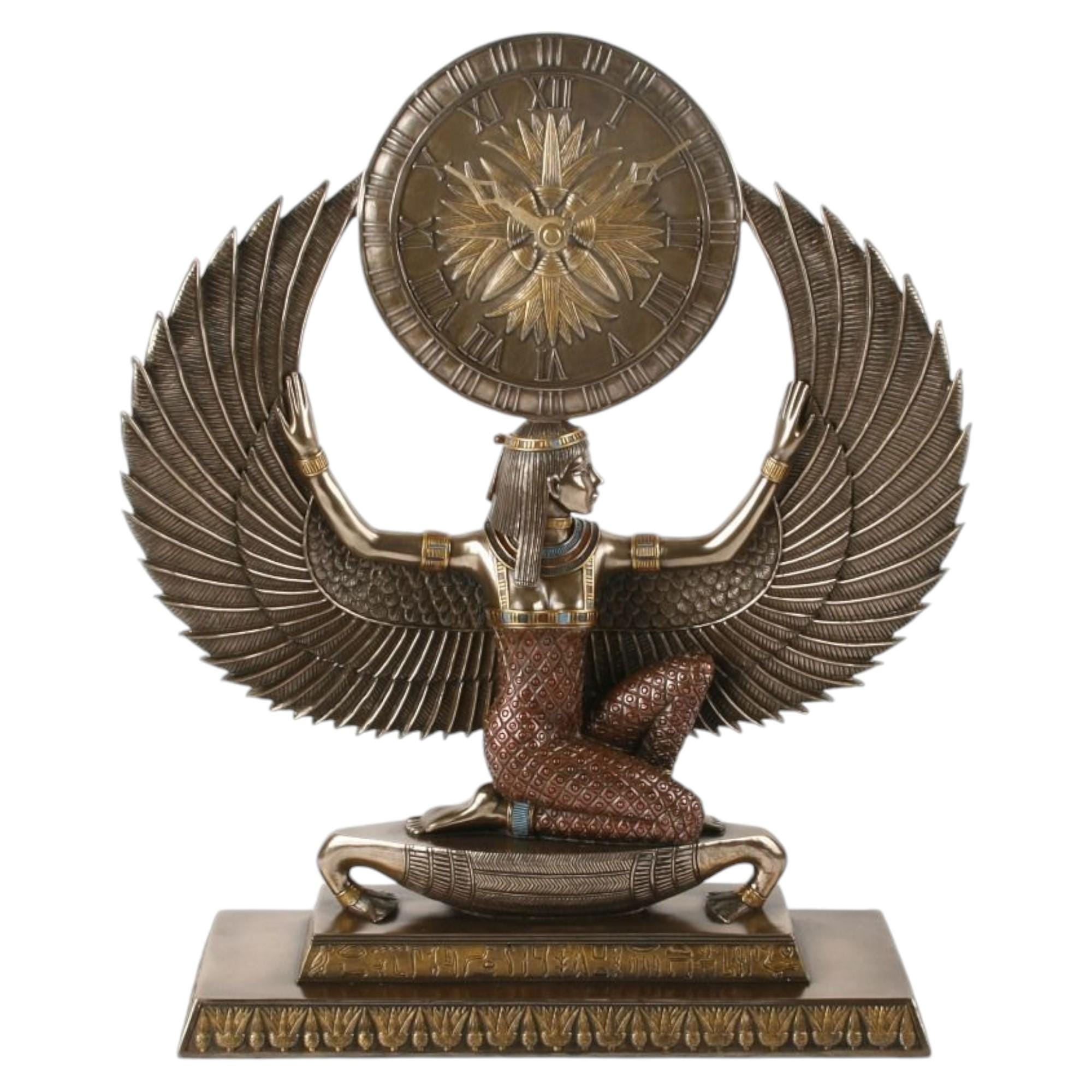 Egyptian Isis Clock – Winged Goddess Statue With Clock – Ancient Egypt ...