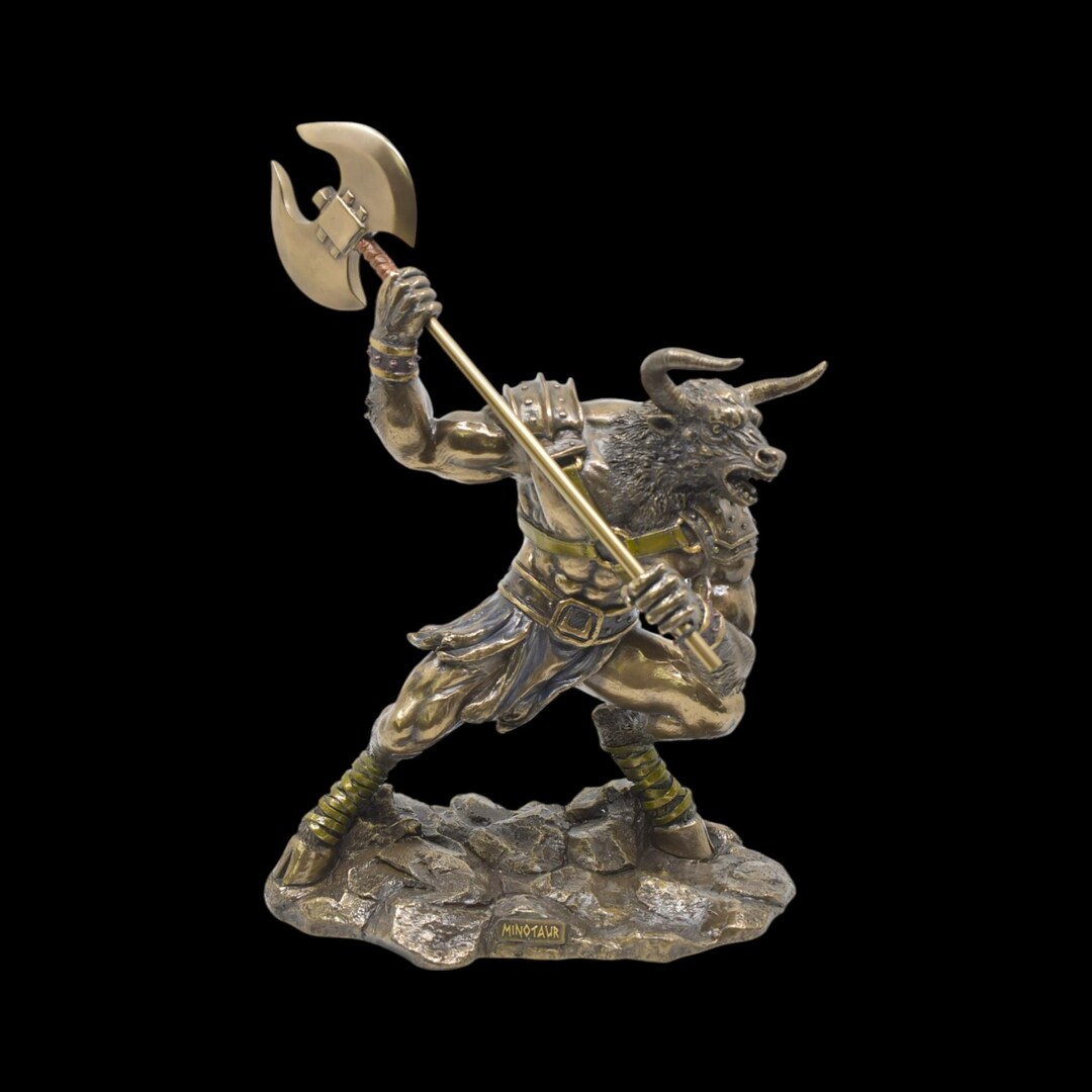 Minotaur Statue – Mythical Bronze-finish Labyrinth Guardian Figurine ...