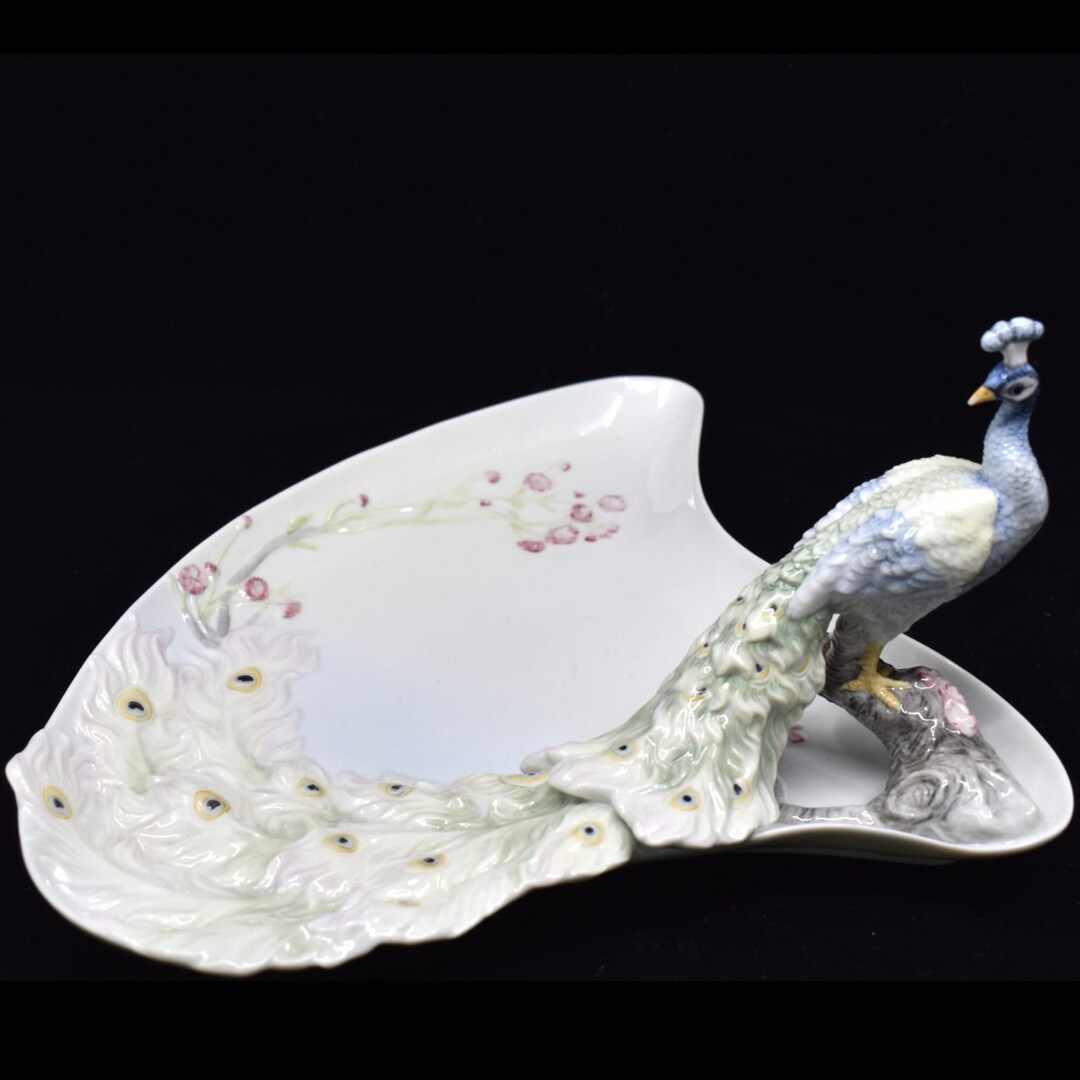 Art Nouveau Porcelain Peacock Tray: Handmade Centerpiece - Etsy