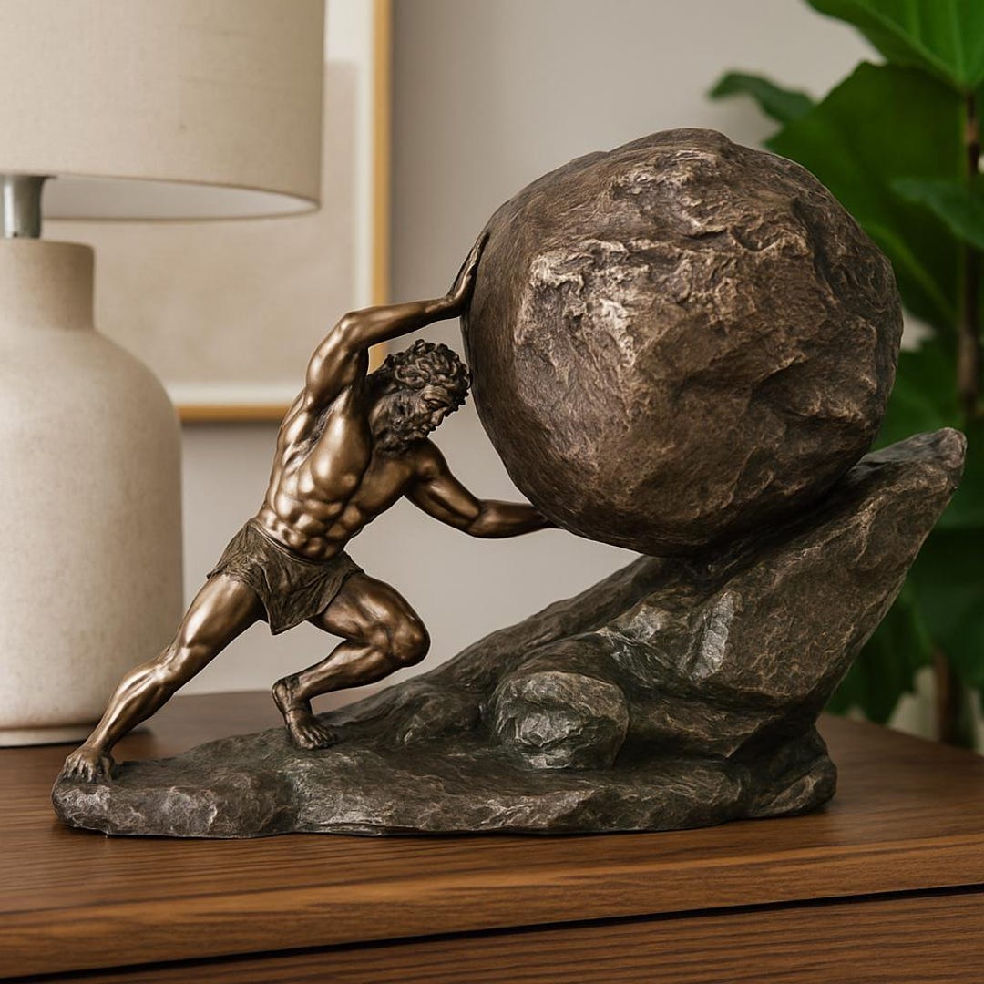 Bronze Finish Sisyphus Statue: Greek Mythology Art, Motivational Office ...