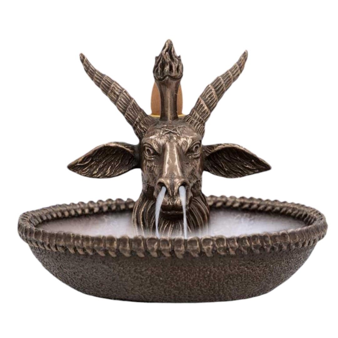 Baphomet Backflow Incense Burner, Gothic Goat Head Statue, Occult Home ...