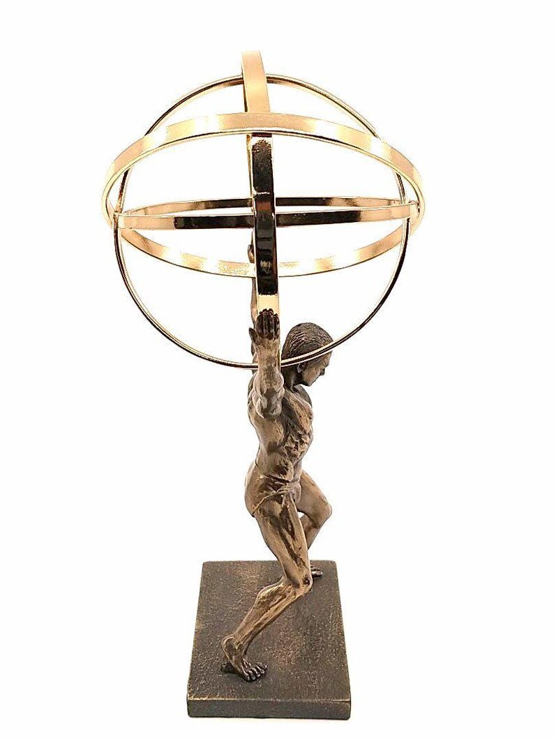 Atlas Carrying the Celestial Spheres Statue 8.25''H, Bronze Finished ...