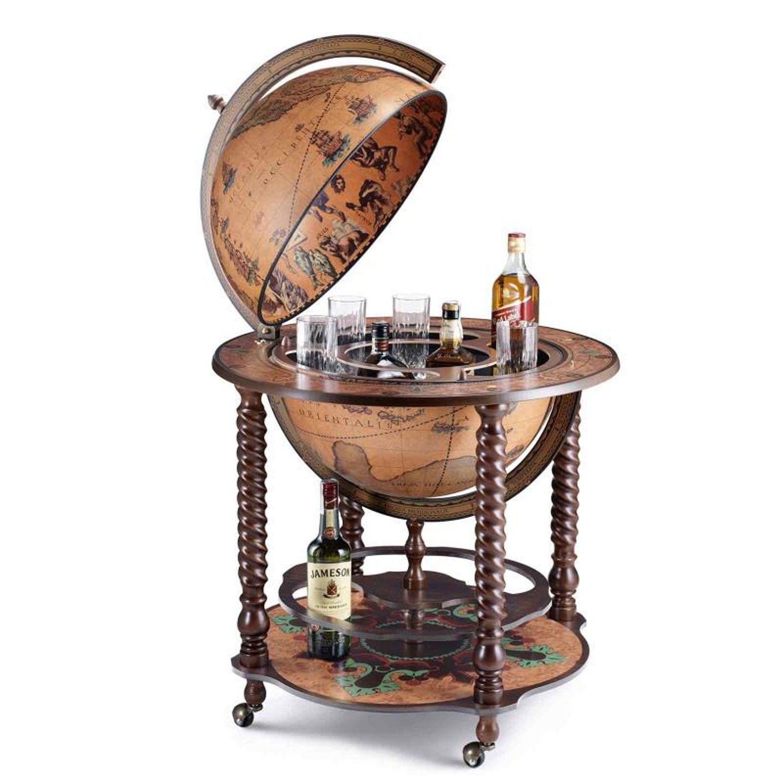Zoffoli Bacco Globe Bar Cabinet: Italian Handmade 16th Century Map - Etsy