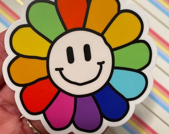 Smiley Flower Sticker - Etsy