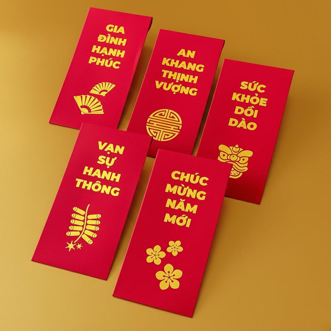 Vietnamese Red Envelopes (set of 40) - Lucky Money, Tet, Li Xi - Etsy