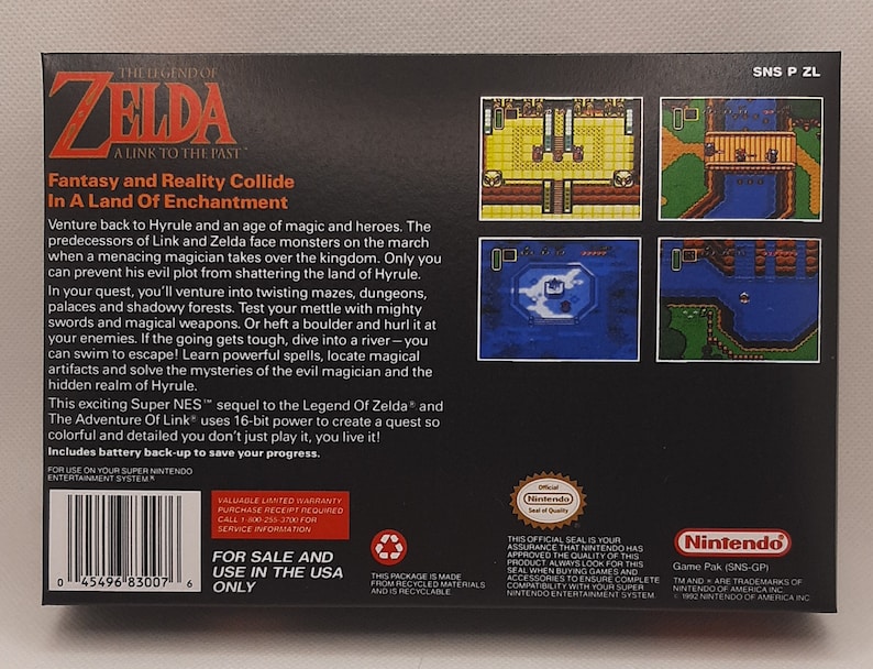 SNES - the Legend of Zelda A Link to the Past - Box Cover Only Ver.1 - Etsy