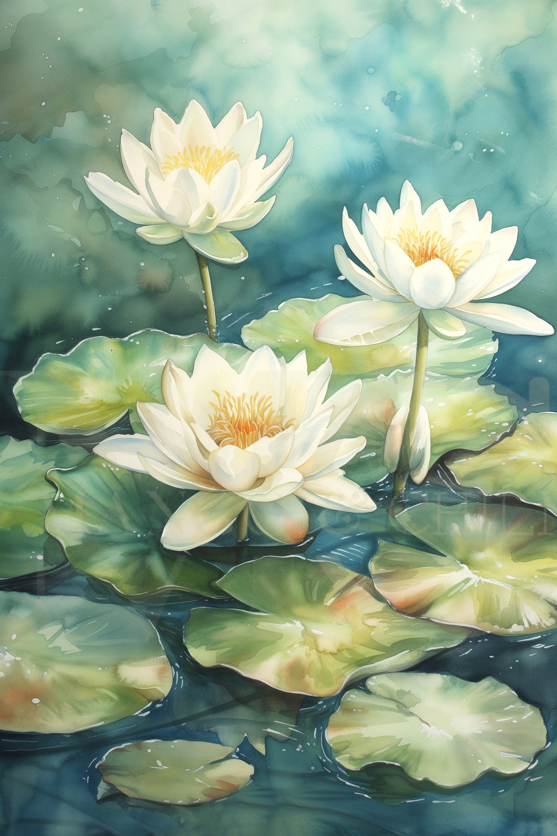 Digital File: Water Lilies 3, Wall Art, Bedroom Decor, Flower Decor ...