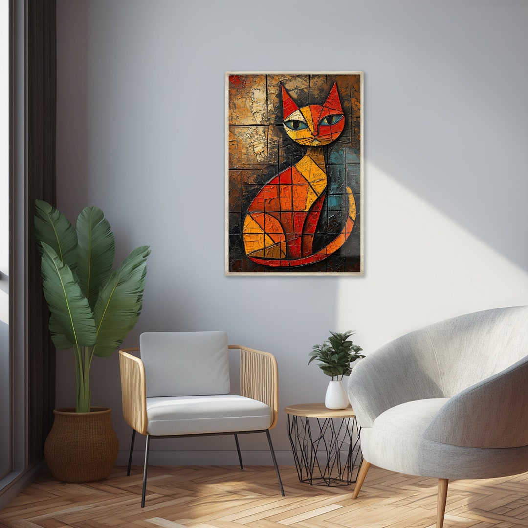 Digital File: Cat Mania 10, Abstract Art, Wall Art, Bedroom Decor ...