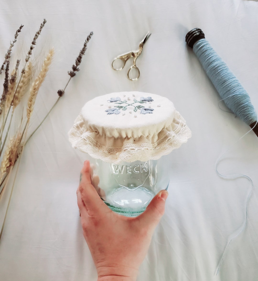 Hand Embroidered Jar Cover for Sourdough Starter & Kombucha Scoby ...