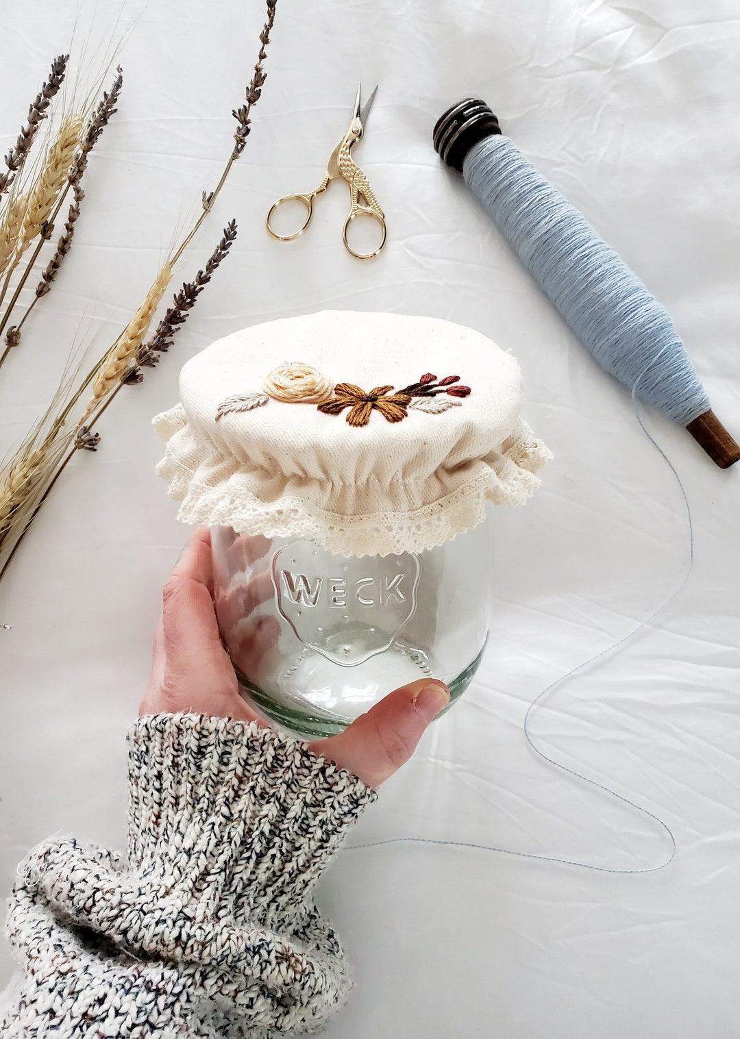 Hand Embroidered Jar Cover for Sourdough Starter & Kombucha Scoby ...