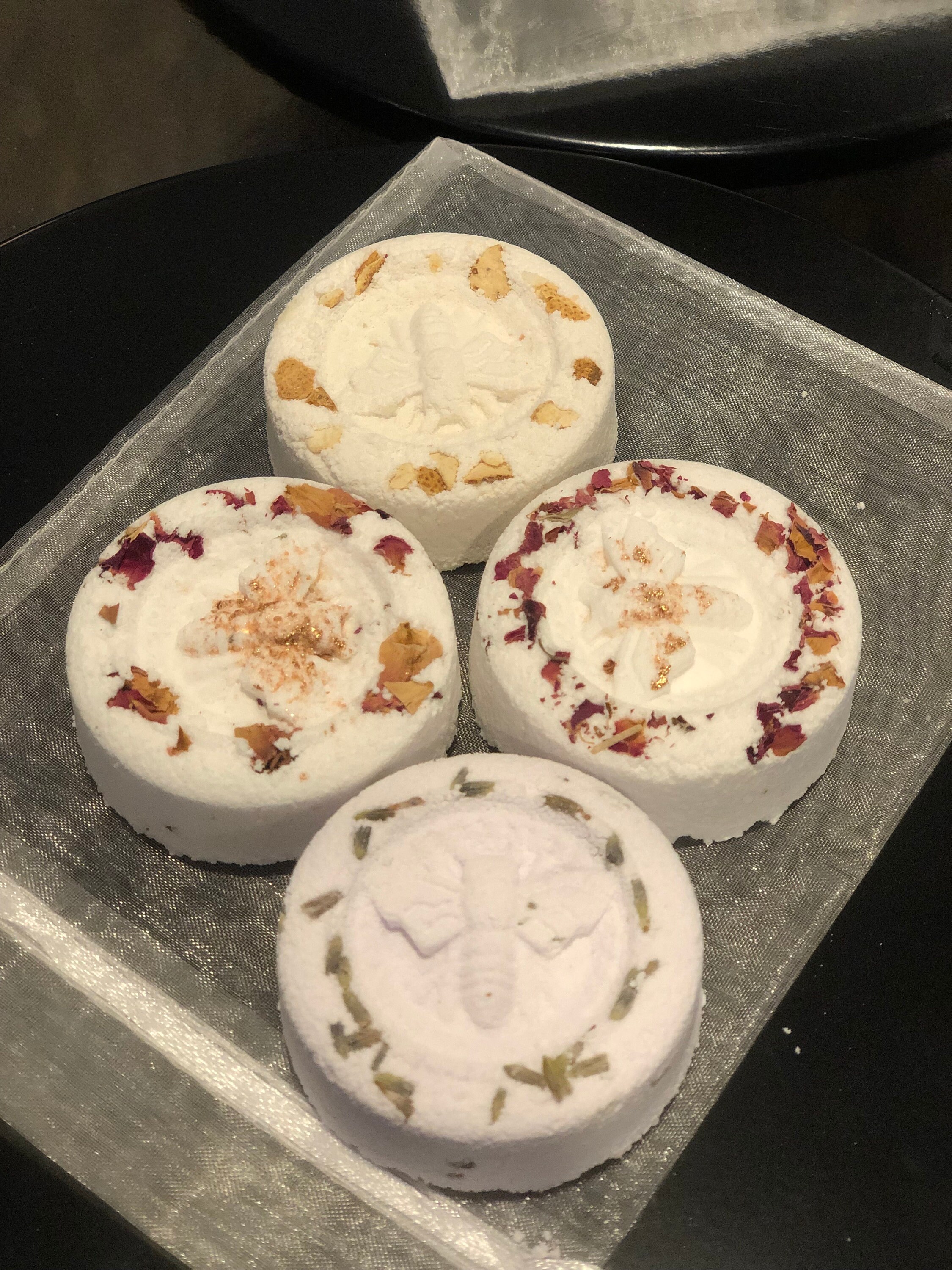 4 Pack Customizable Bee Bath Bombs, Handmade Spa Day Gift Box With Rose ...