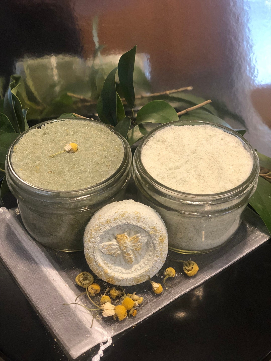 Tea Tree Epsom Salt Soak, Bath Bomb, and Sugar Scrub, Handmade Deluxe ...