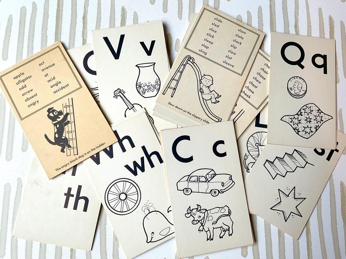 Vintage Alphabet Flash Cards for Junk Journals Altered Books - Etsy