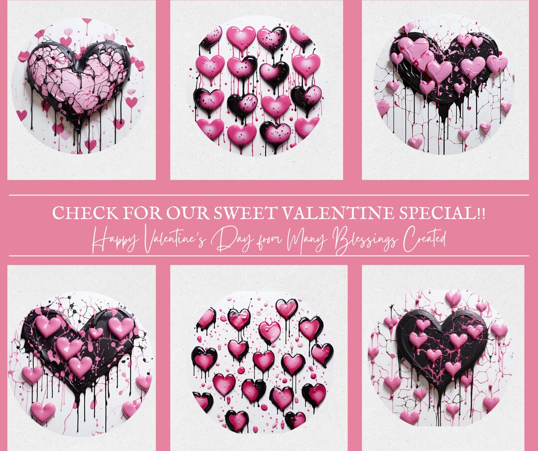 Valentine Black & Pink Hearts Sublimation Car Coasters - Etsy