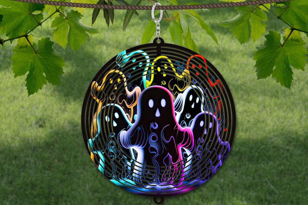 Black Neon Ghost Group Wind Spinner - Etsy