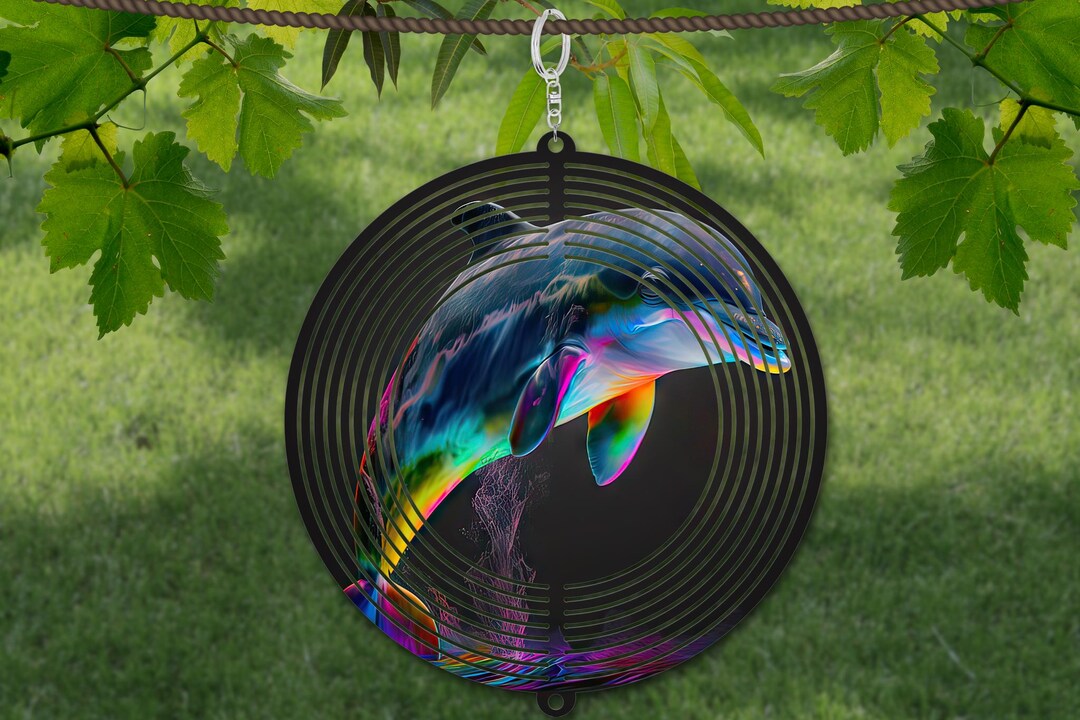 Black Neon Colorful Dolphin Wind Spinner - Etsy