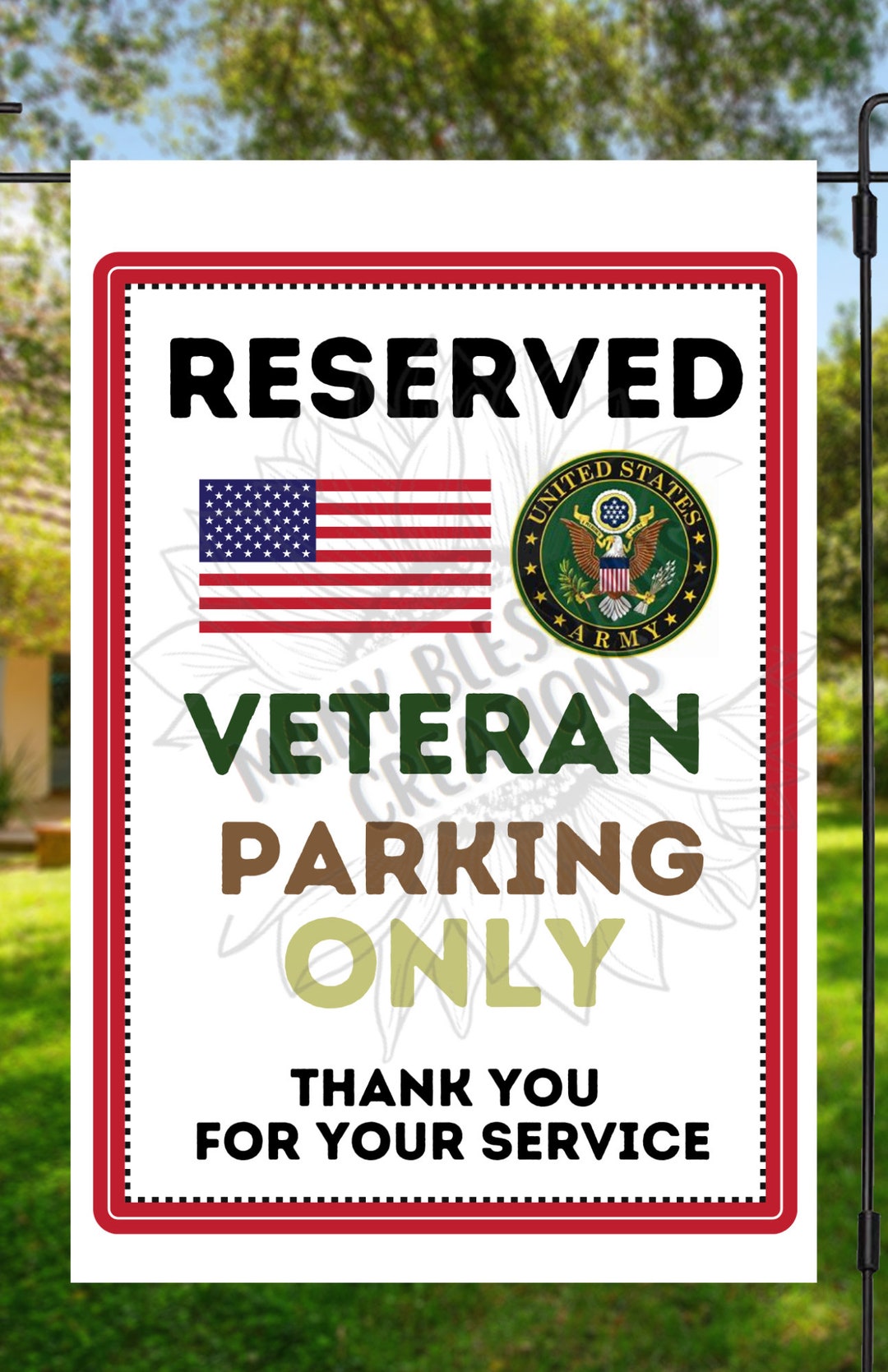 Army Veterans Parking Sign Sublimation Garden Flag - Etsy