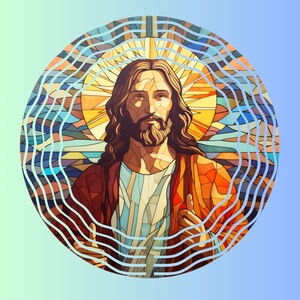 Jesus Sunset Stained Glass Wind Spinner - Etsy