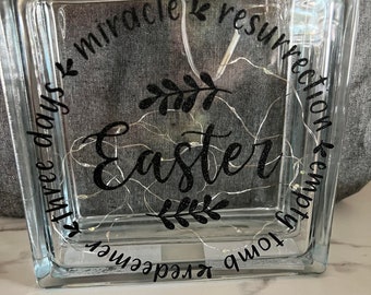 Easter Glass Block Light - Etsy