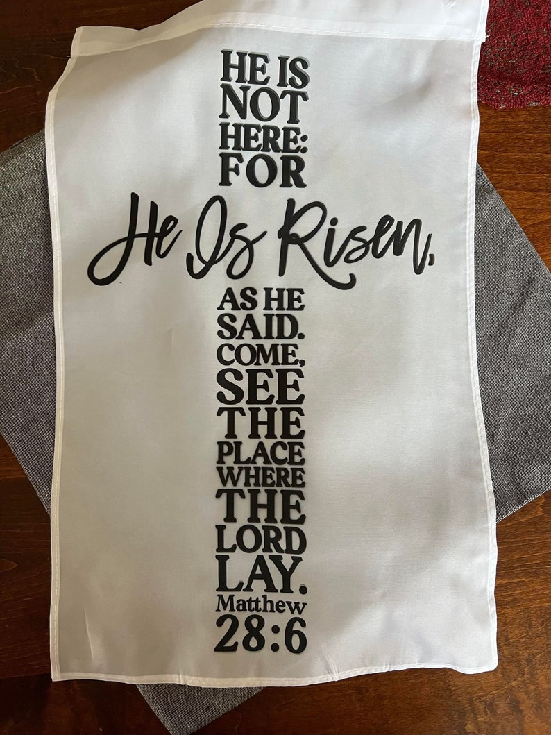 He is Risen Word Art Cross Sublimation Garden Flag - Etsy